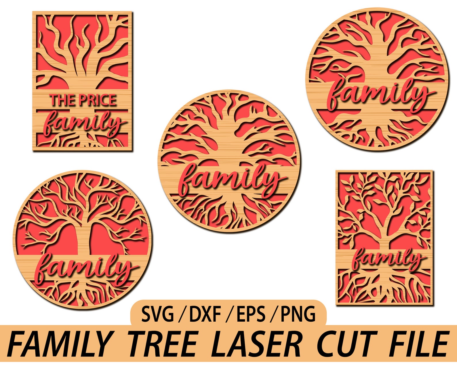 Family Tree SVG Bundle, Family Tree Laser Cut File, Digital File Only ...