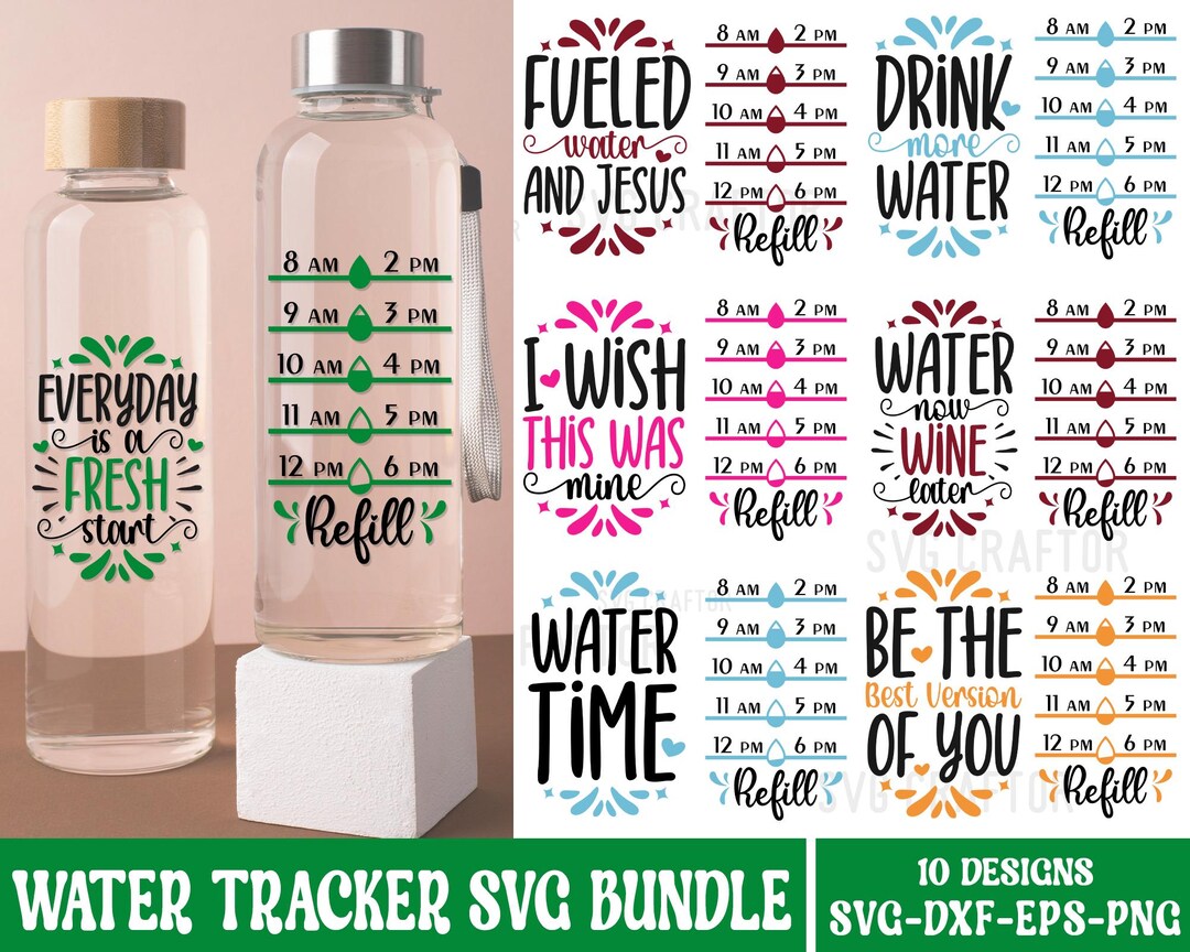 Water Tracker SVG Bundle: Water Bottle & Tumbler Designs (digital ...