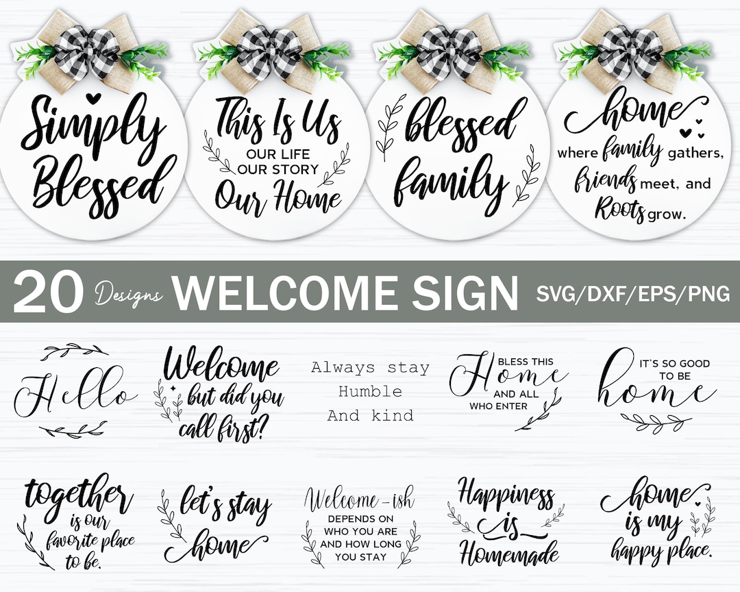 Funny Round Welcome Sign SVG Bundle: Farmhouse Door Hanger (digital ...