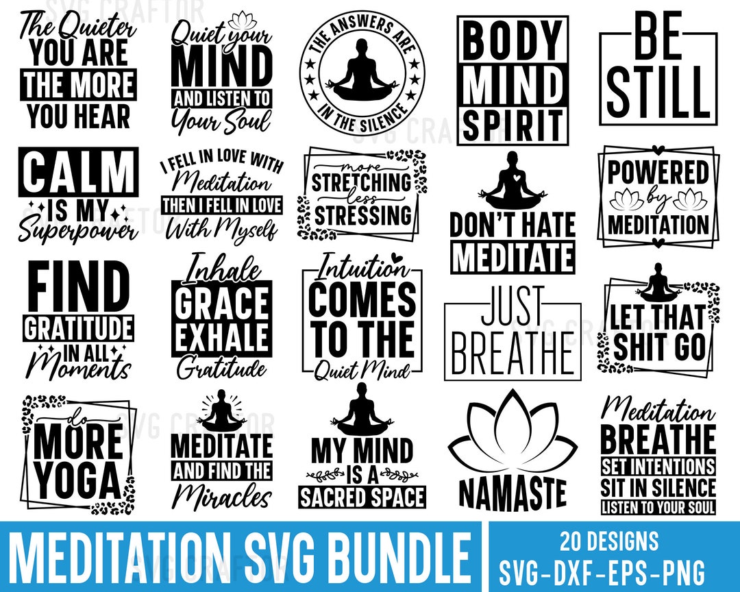 Meditation Svg Bundle, Yoga SVG Bundle, Meditation Svg, Yoga Quotes SVG ...