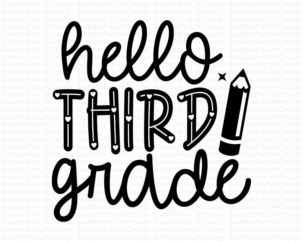 Hello Third Grade SVG Back to School SVG Cut Files for | Etsy