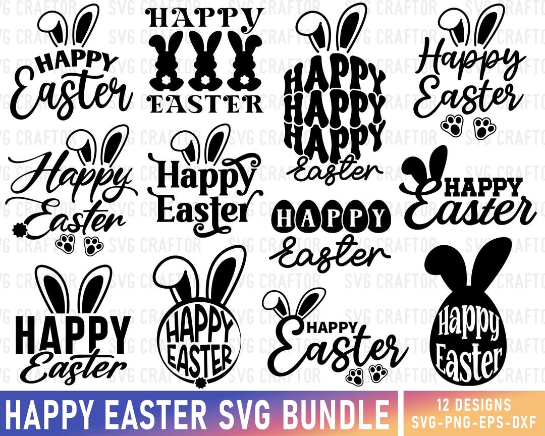 Happy Easter SVG-bundel, kinder T-shirtontwerpen (digitale download ...