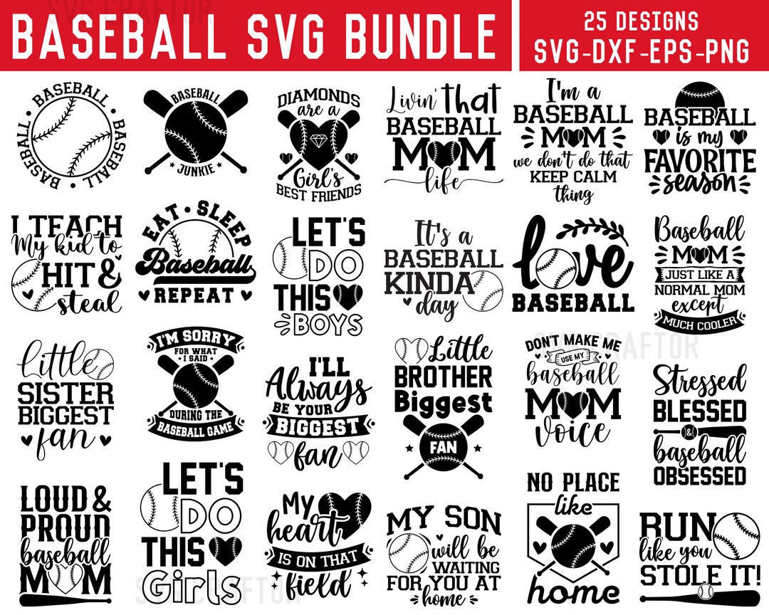 Baseball SVG Bundle: T-shirt Designs, Mom & Dad Graphics (25 Files) - Etsy
