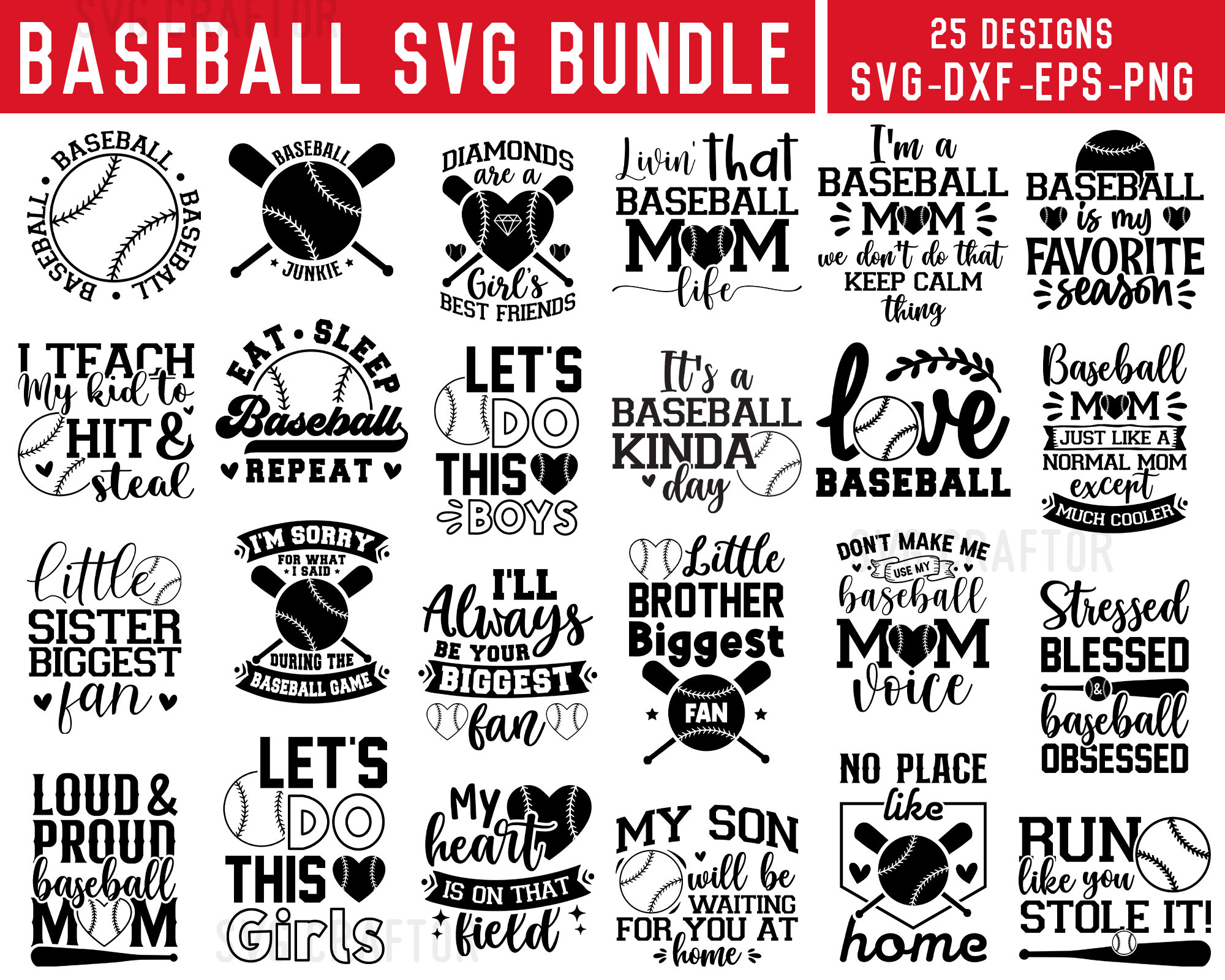 Baseball SVG Bundle: T-shirt Designs, Mom & Dad Graphics (25 Files) - Etsy