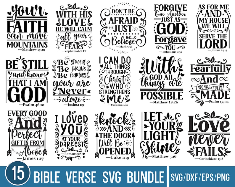 Bible Verse SVG Bundle: Christian Religious Quotes (digital Download ...