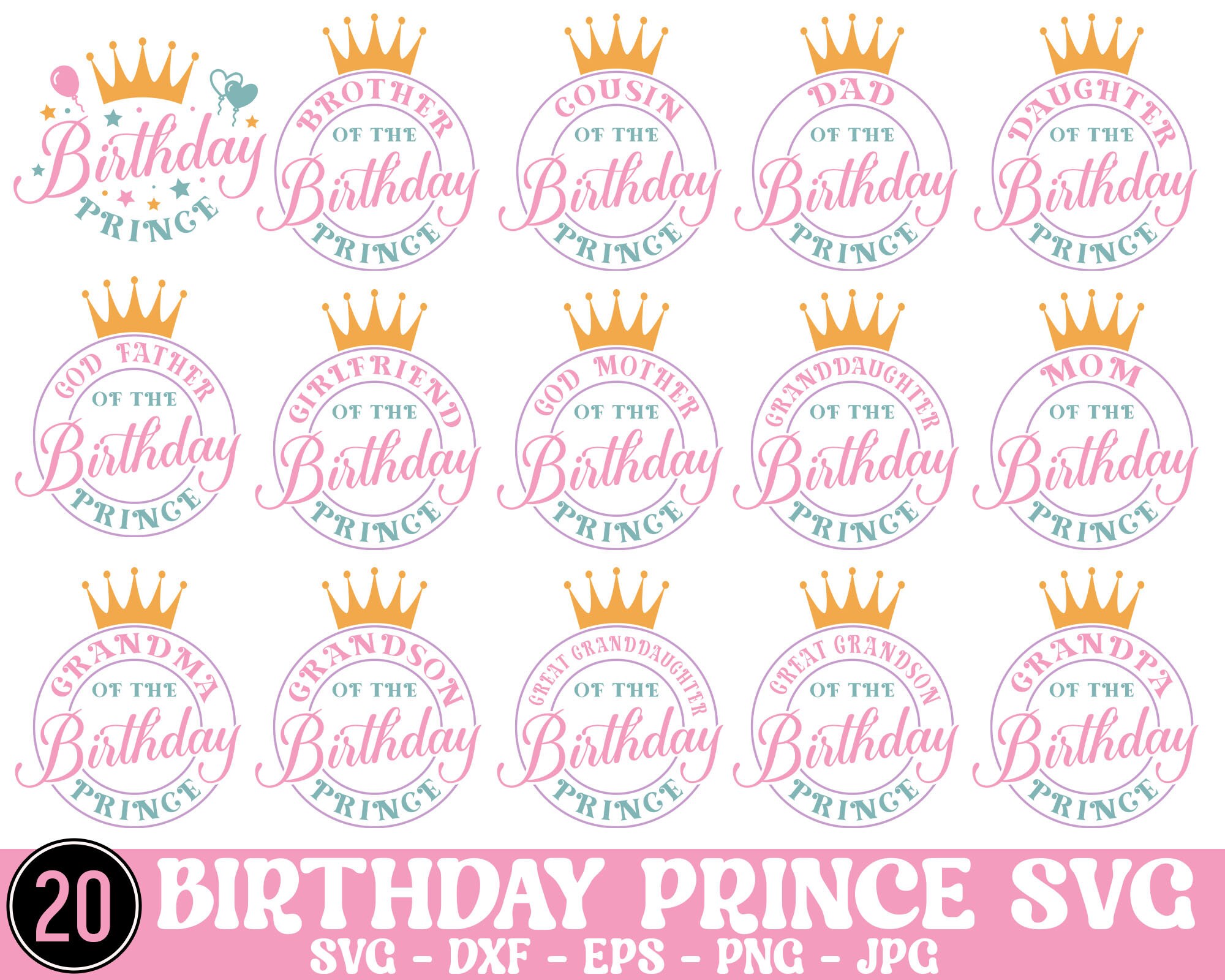 Birthday Prince SVG Bundle: Family Matching Shirts (digital Download ...