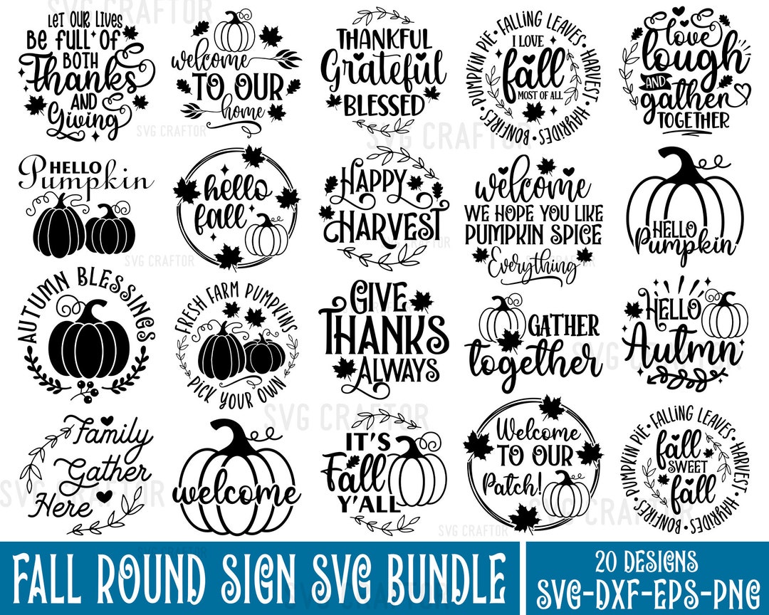 Fall Round Sign Svg Bundle, Fall Svg Bundle, Hello Fall Svg, Fall ...