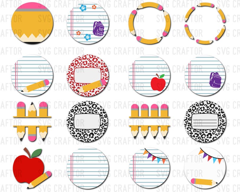 Personalized Teacher Round Sign SVG Bundle, School Door Hanger (digital ...