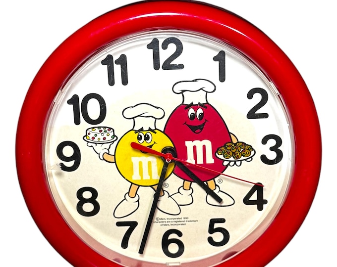 Vintage 1990 M&m's Wall Clock - Red and Yellow Chef Theme - Working ...