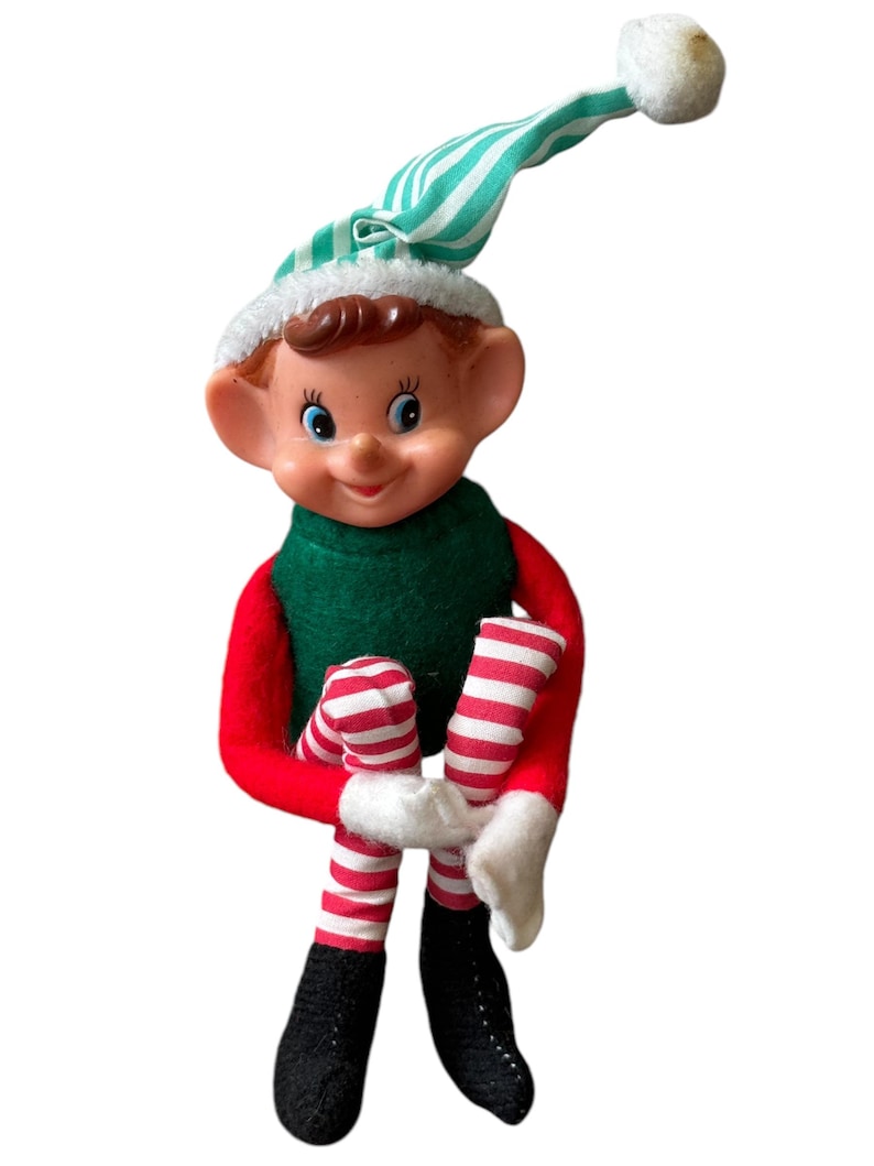 1960s Vintage Japan Elf Doll in Stripes, Poseable Retro Christmas ...
