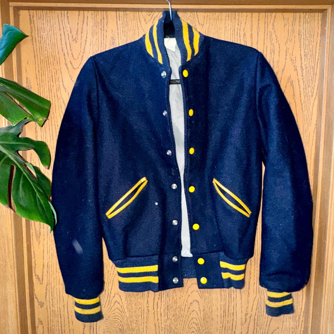 Vintage 1950s Wool Letterman Jacket – Howe Athletic, Navy & Gold - Etsy