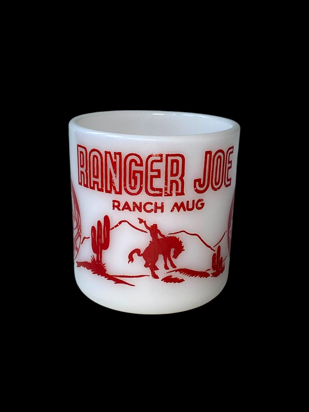 Vintage Ranger Joe Ranch Mug – Milk Glass Western Cowboy Cup – Classic ...