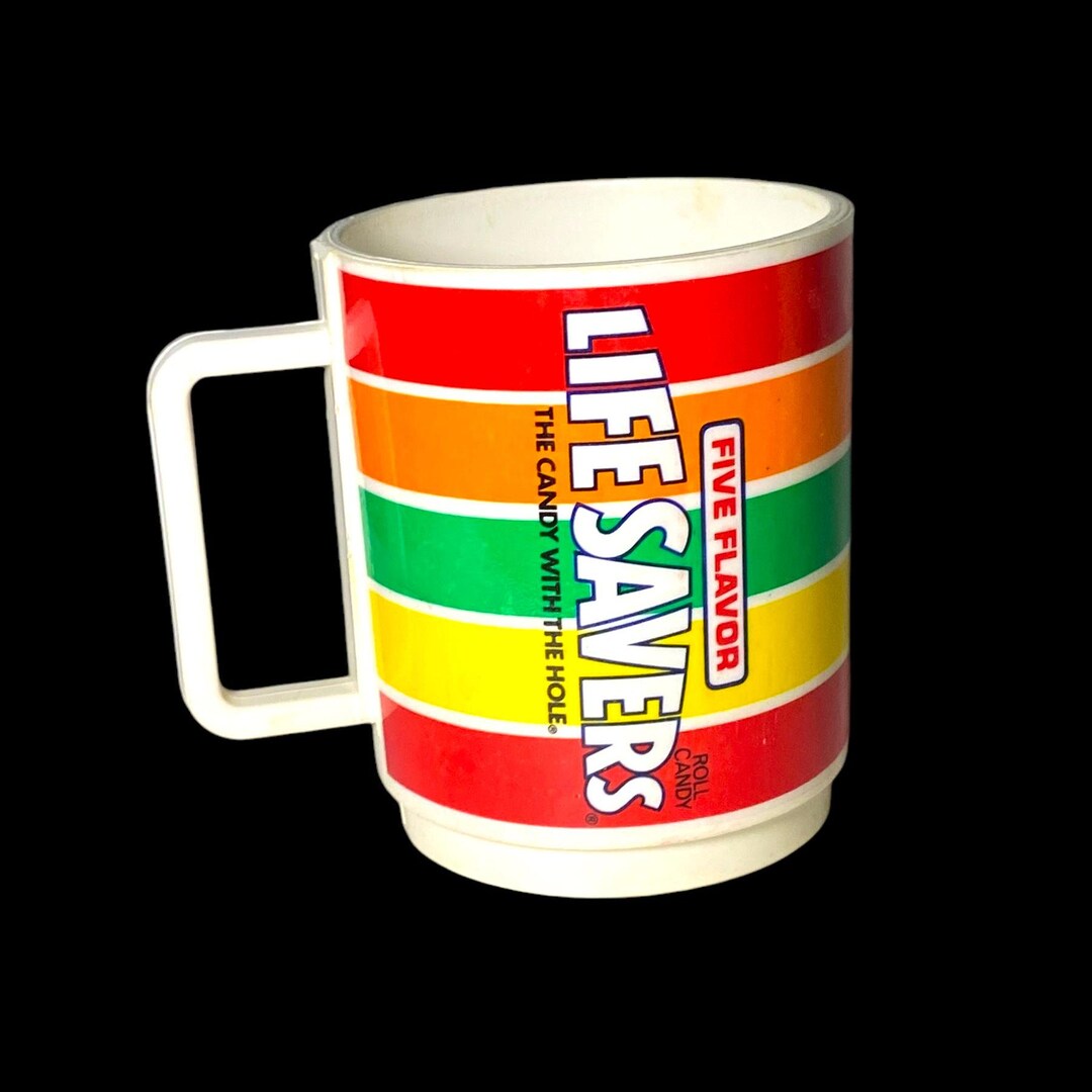 Vintage Life Savers Candy Mug 1970s, Rainbow Stripe Promotional Cup ...
