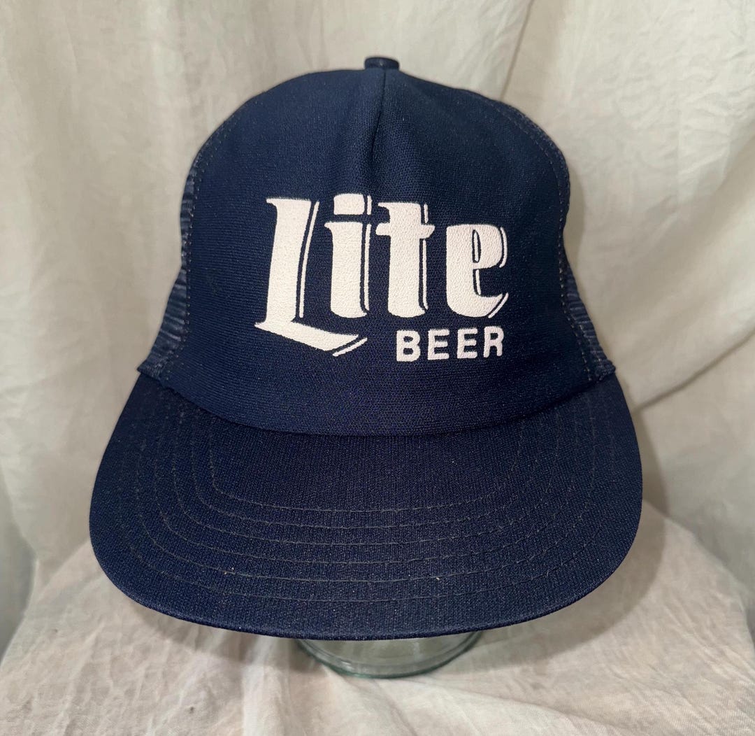 Vintage Miller Lite Snapback Hat 1980s, Navy Blue Mesh Trucker Cap ...