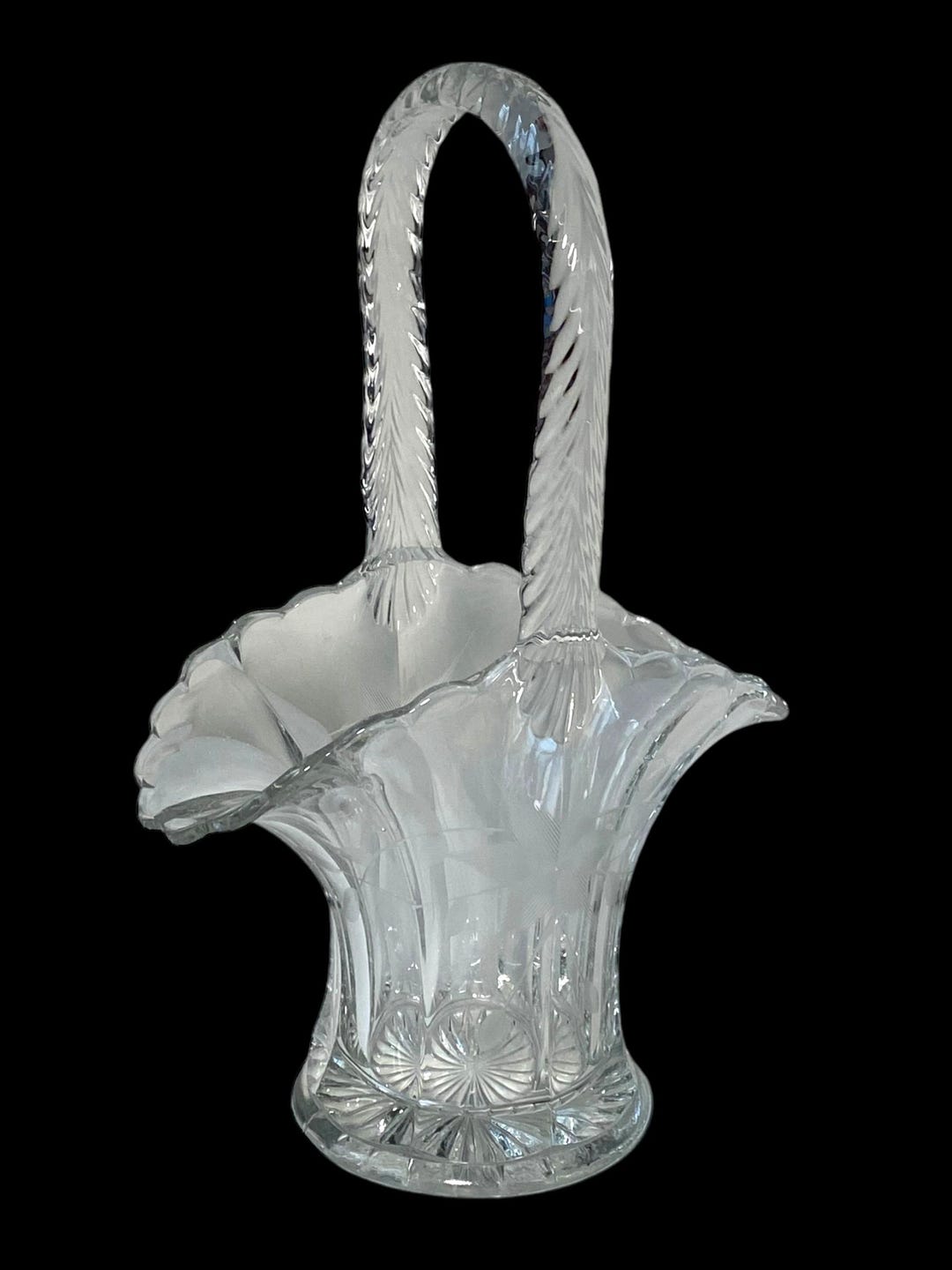Westmoreland Clear Glass Wedding Basket - 9" Tall Vintage Flower Basket ...