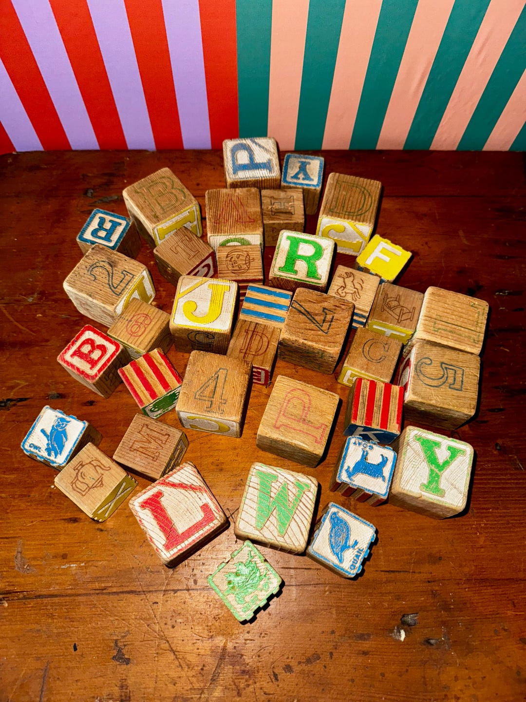 Vintage 1950s Wooden Alphabet Blocks – Mid-century Embossing Co. Style ...