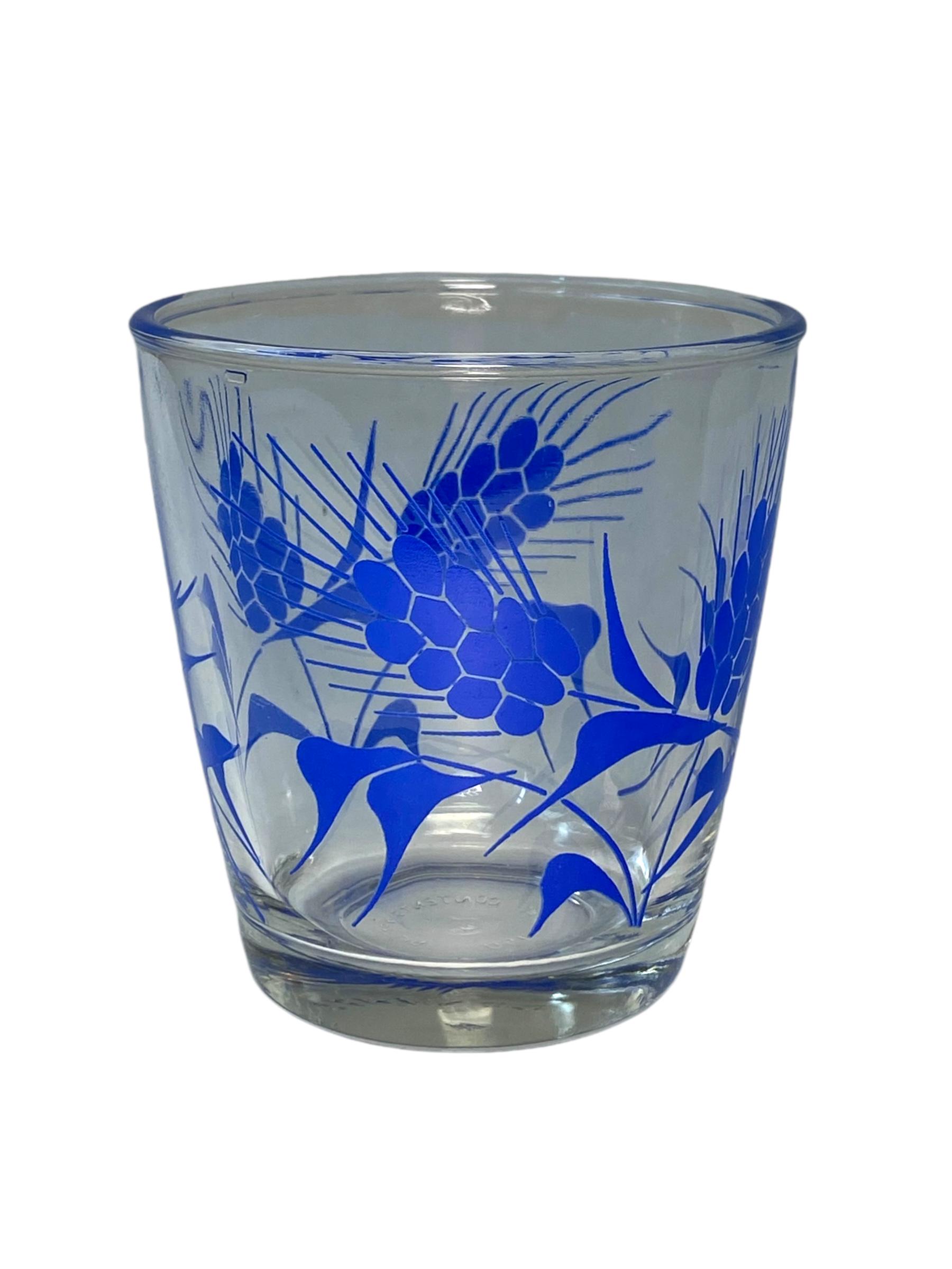 Vintage Federal Glass Blue Wheat Pattern Tumbler – Mid-century Modern ...