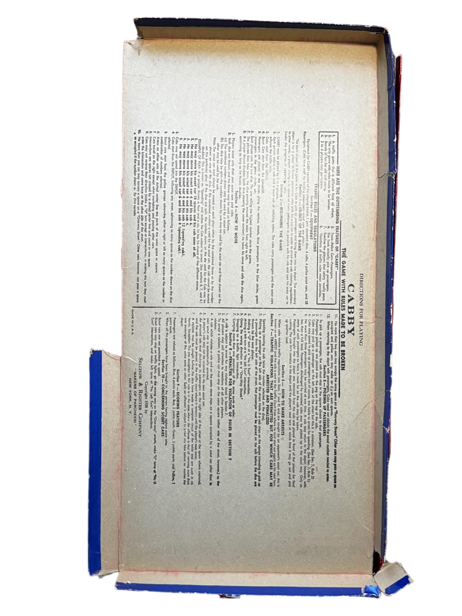 Vintage 1950s Cabby! Board Game by Selchow & Righter - Complete Set ...