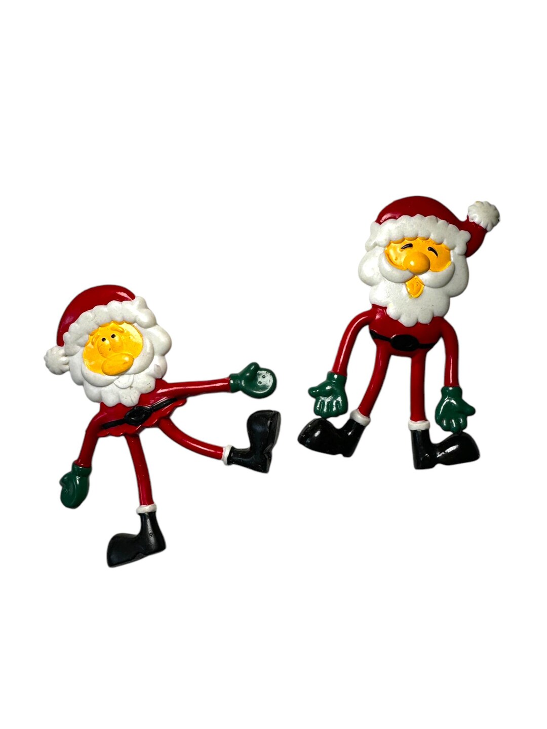 Lot of 2 Vintage Bendy Santa Claus Toys Collectible Christmas Figures ...