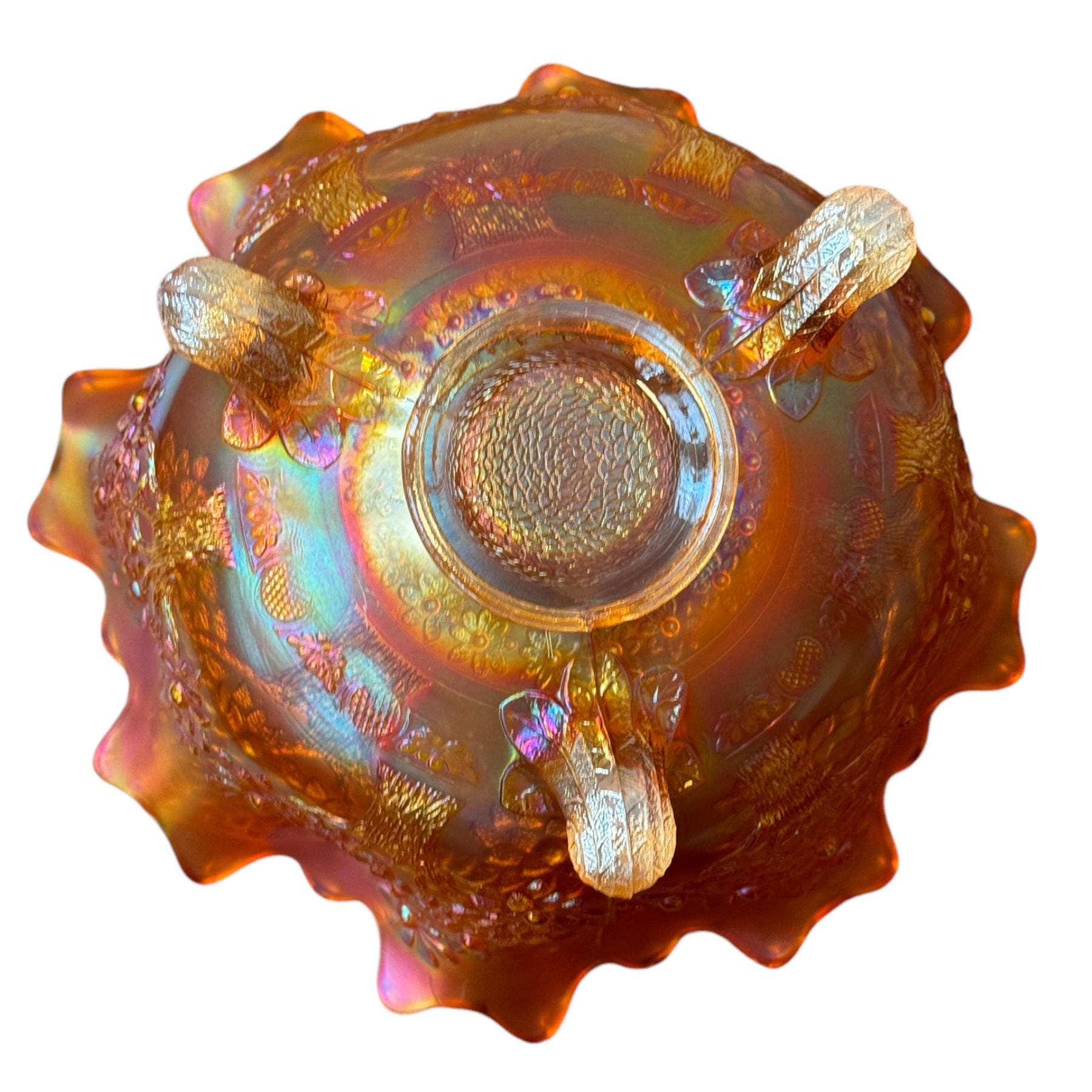 Antique Fenton Marigold Carnival Glass Bowl – Three Fruits Pattern ...