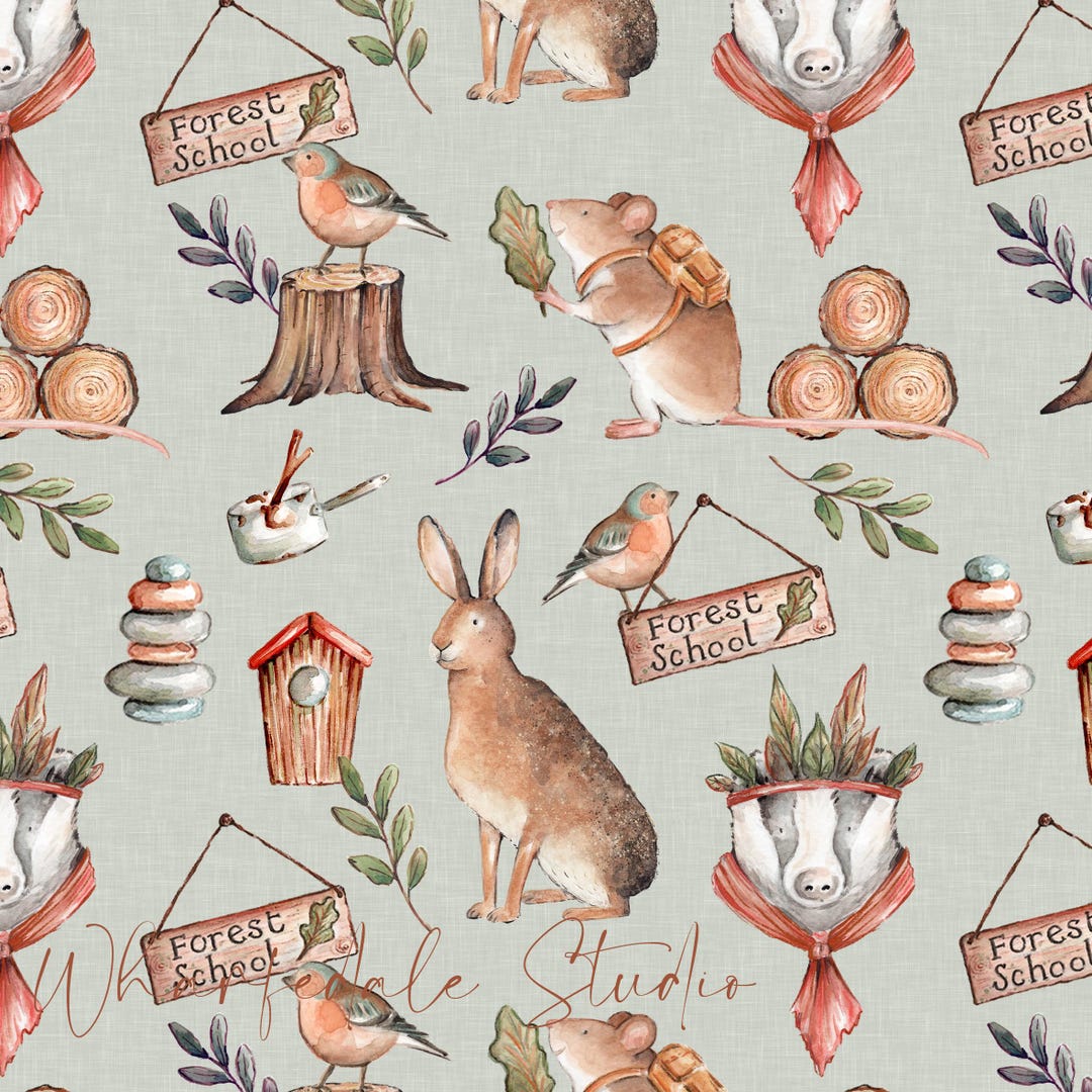 Forest School Colourway Exclusive Seamless Pattern, Woodland, Cute ...