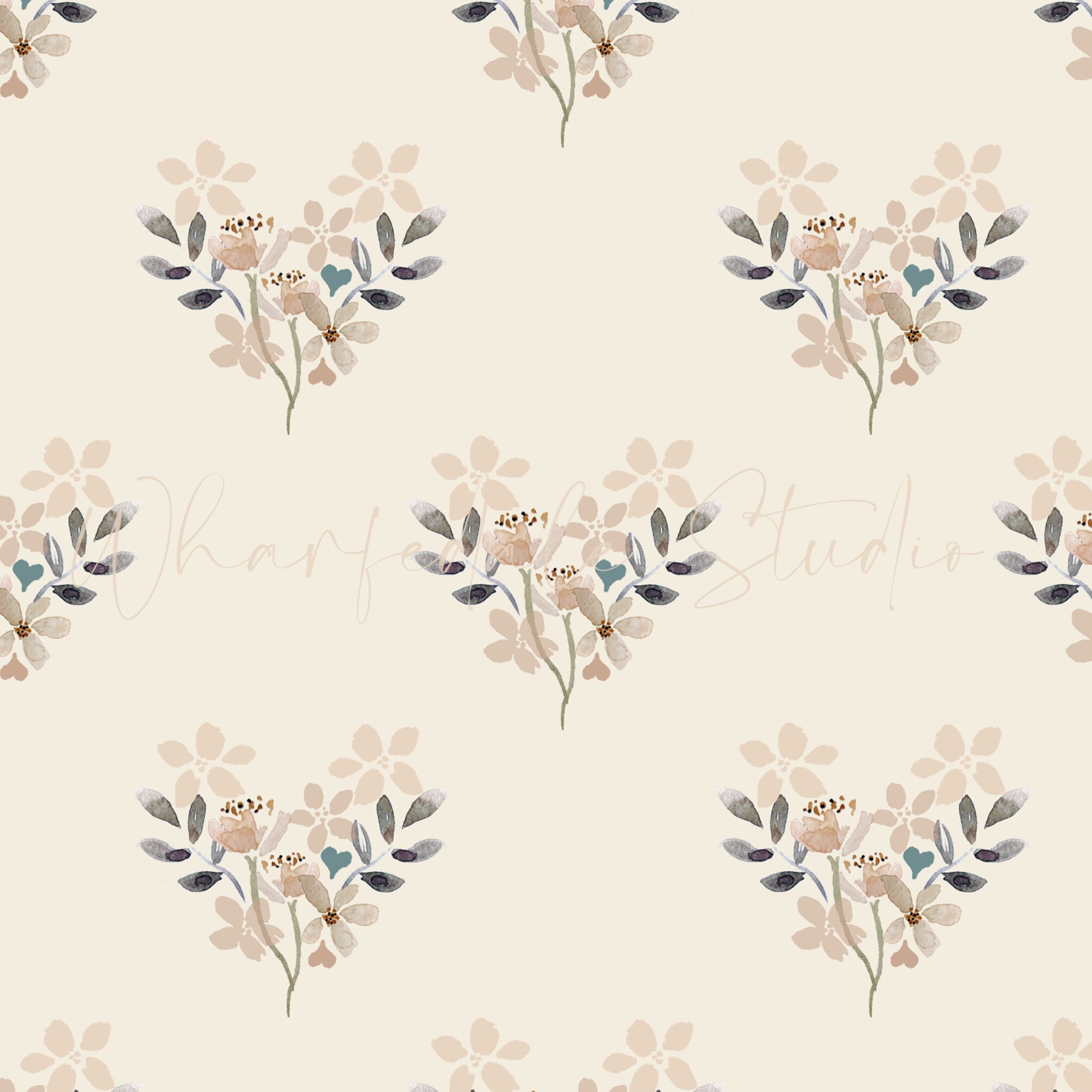 Fleur Floral Seamless Pattern Digital Download Non - Etsy