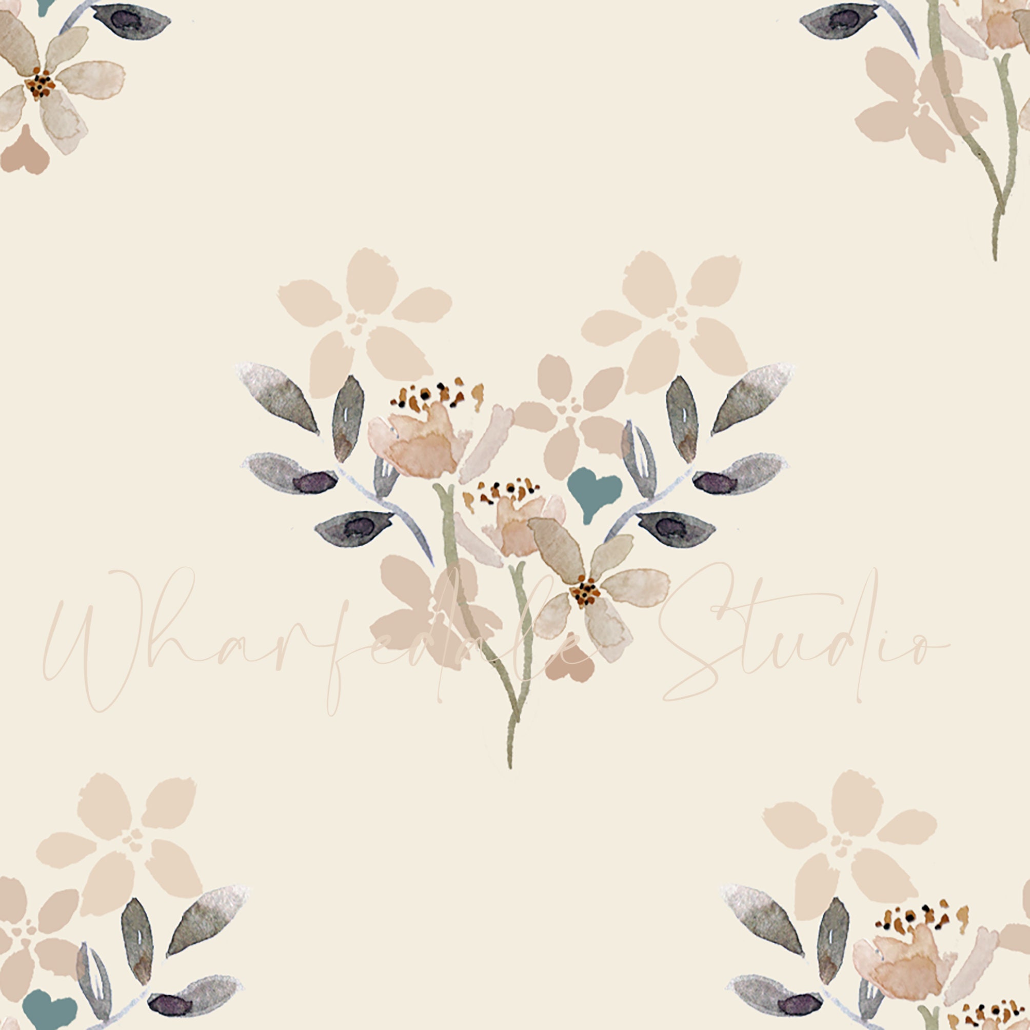 Fleur Floral Seamless Pattern Digital Download Non - Etsy