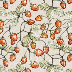Strawberries & Cream Non Exclusive Seamless Pattern Design, Digital ...