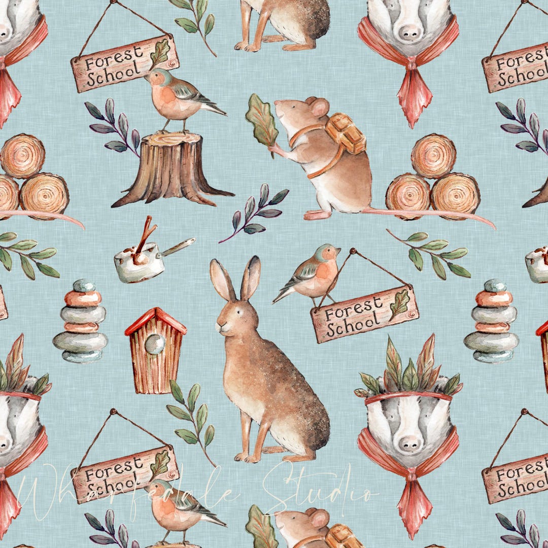 Forest School Colourway Exclusive Seamless Pattern, Woodland, Cute ...