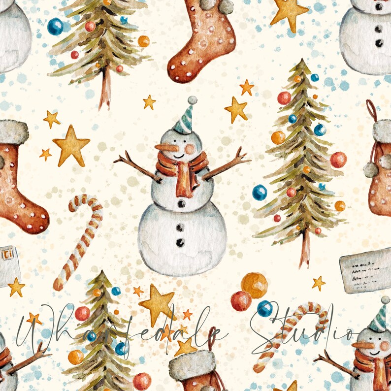 Jolly Snowman Non-exclusive Seamless Pattern Designs, Children's Fabric ...