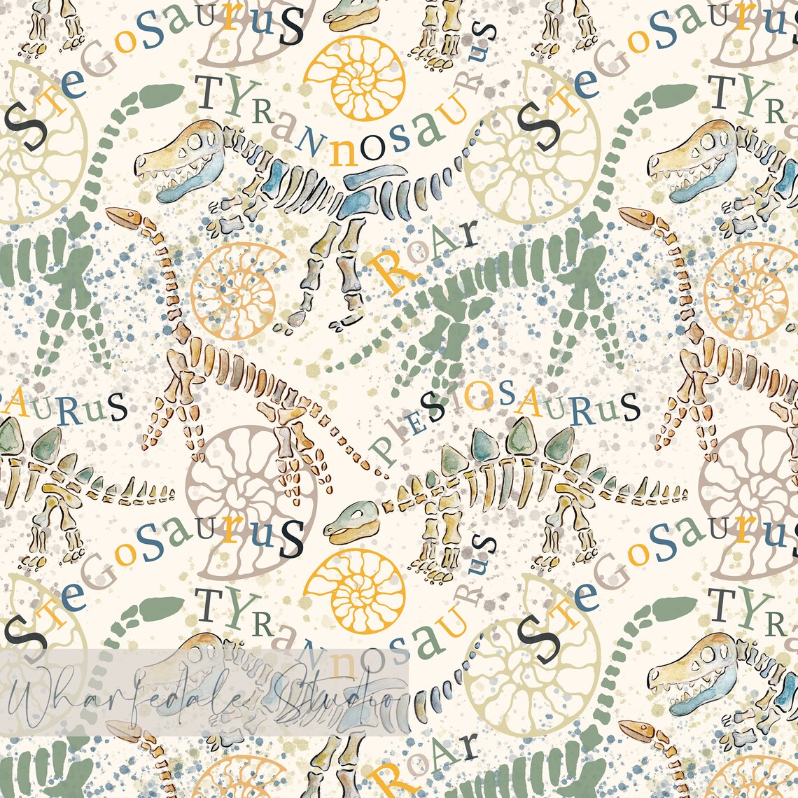 Dino Dig Seamless Fabric Pattern Digital Download Dinosaurs - Etsy