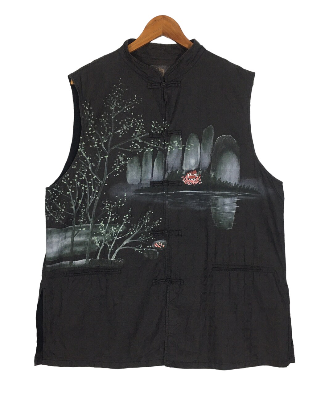 Tradisional Chinese Tang Fu Vest Floral Art Color Darkgrey Size L - Etsy