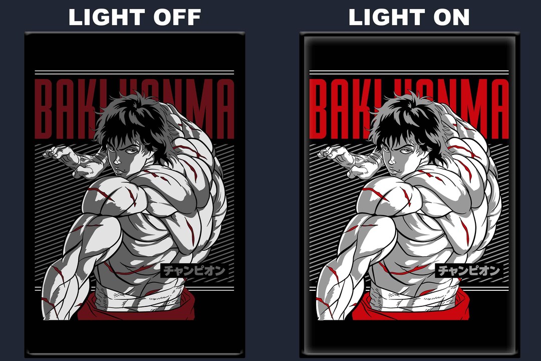 LED Light up Baki Hanma Anime Poster Frame Flex Pose Muscular Stance ...