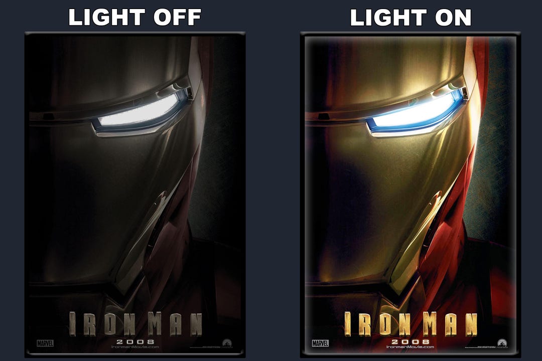 LED Light up Iron Man Movie Poster Backlit Film Display Theater Light ...