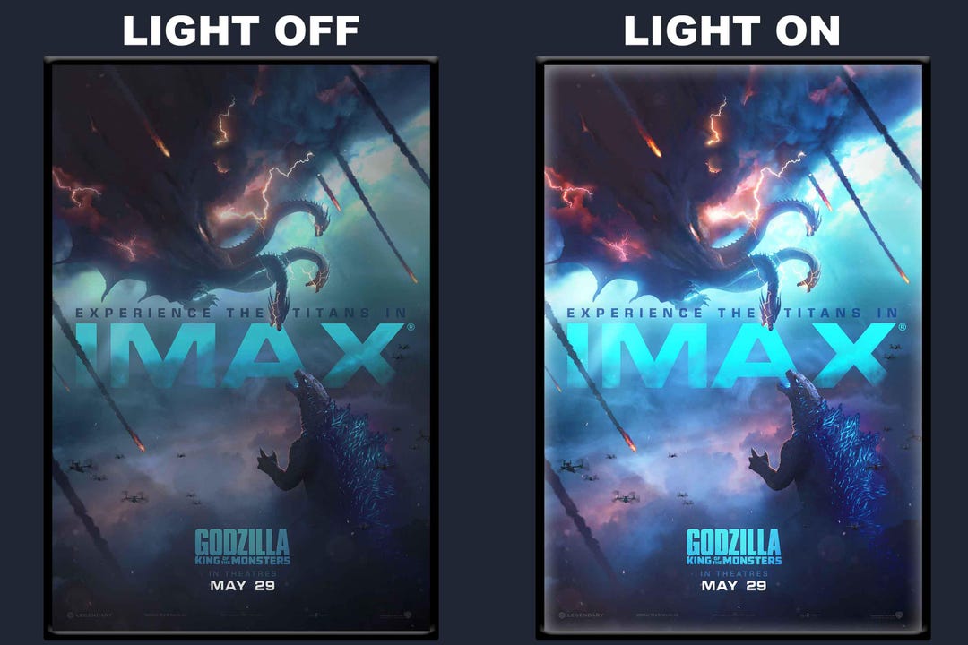 LED Backlit Poster Frame Godzilla King of the Monsters Wall Art for Sci ...