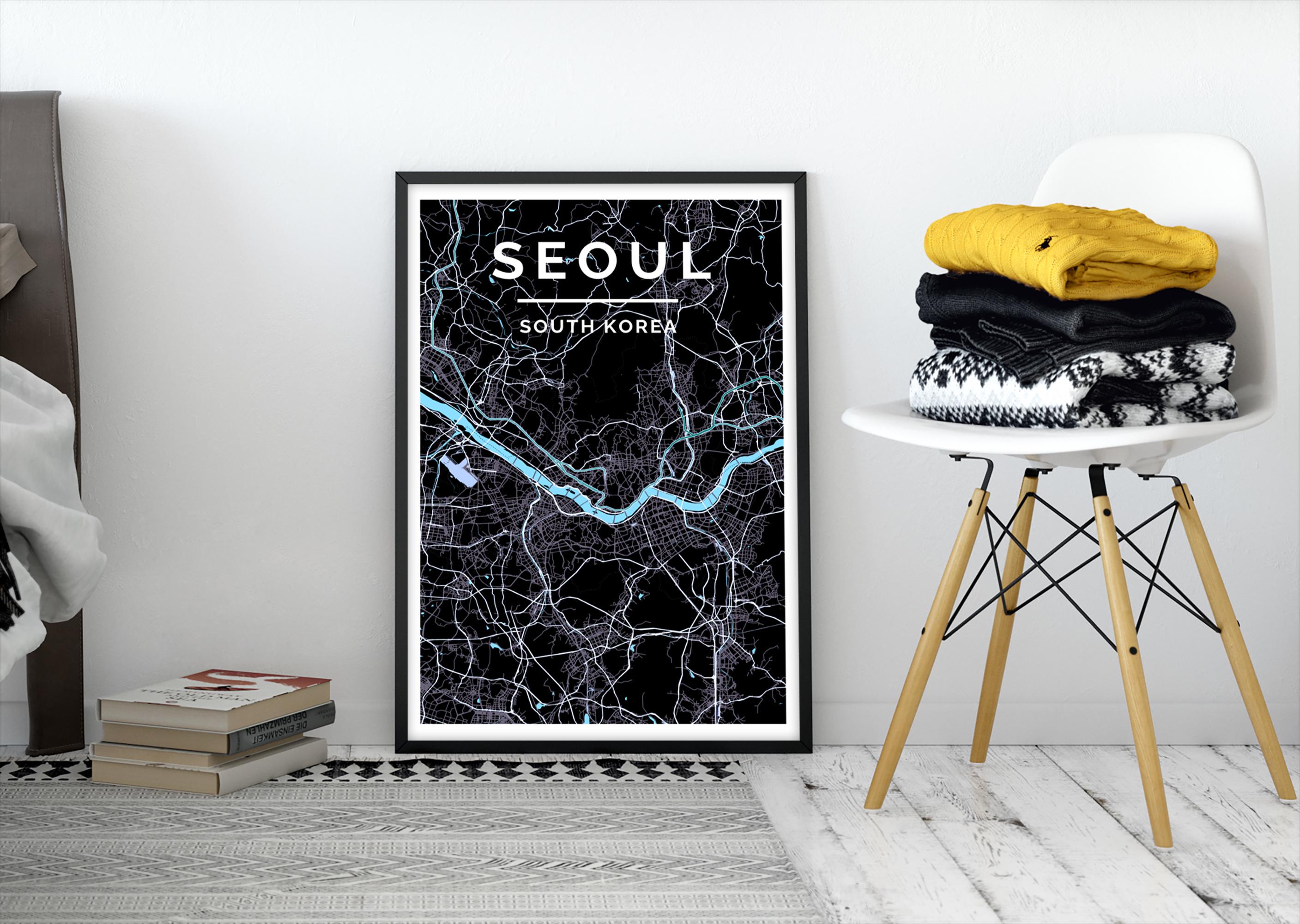 Seoul Korea LED Poster Frame Lightbox With Illuminated City Map ...