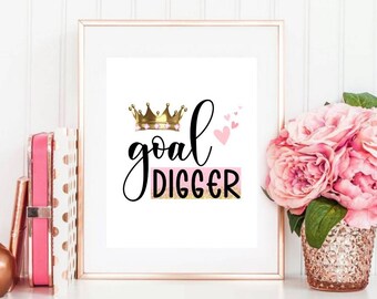 Pink Goal Digger Art - Etsy