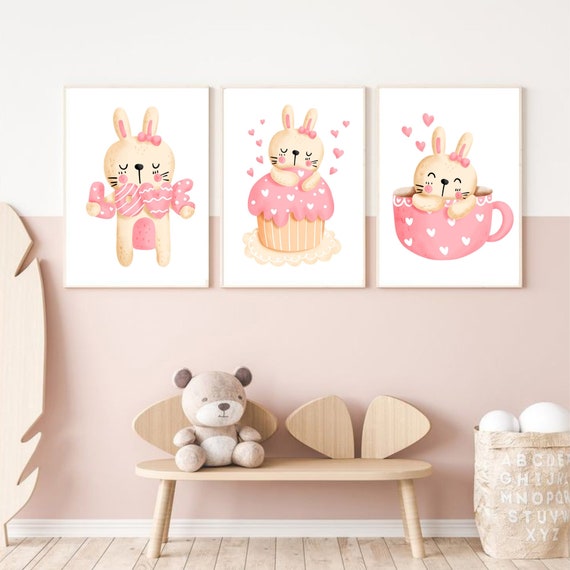 Bunny Set of 3 Printable Wall Art Nursery Wall Decor Rabbit - Etsy