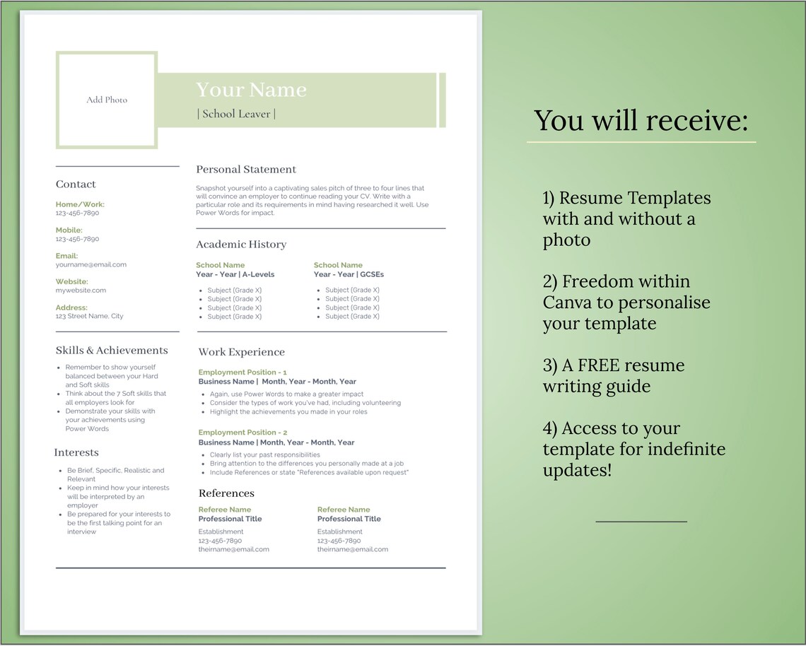 Resume Template Professional With Photo College Resume | Etsy