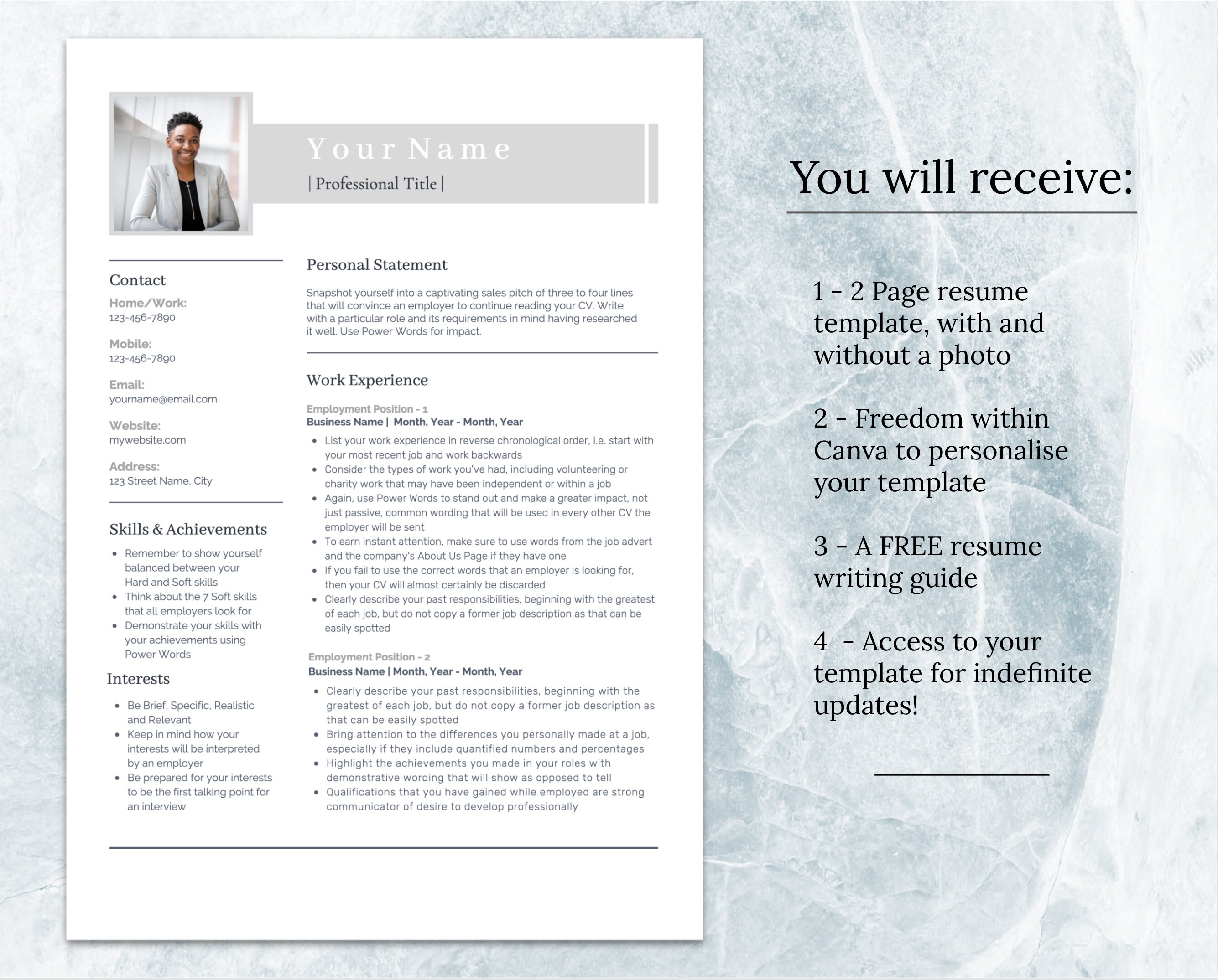 Professional CV Template With Photo, Resume With Photo, Resume CV ...