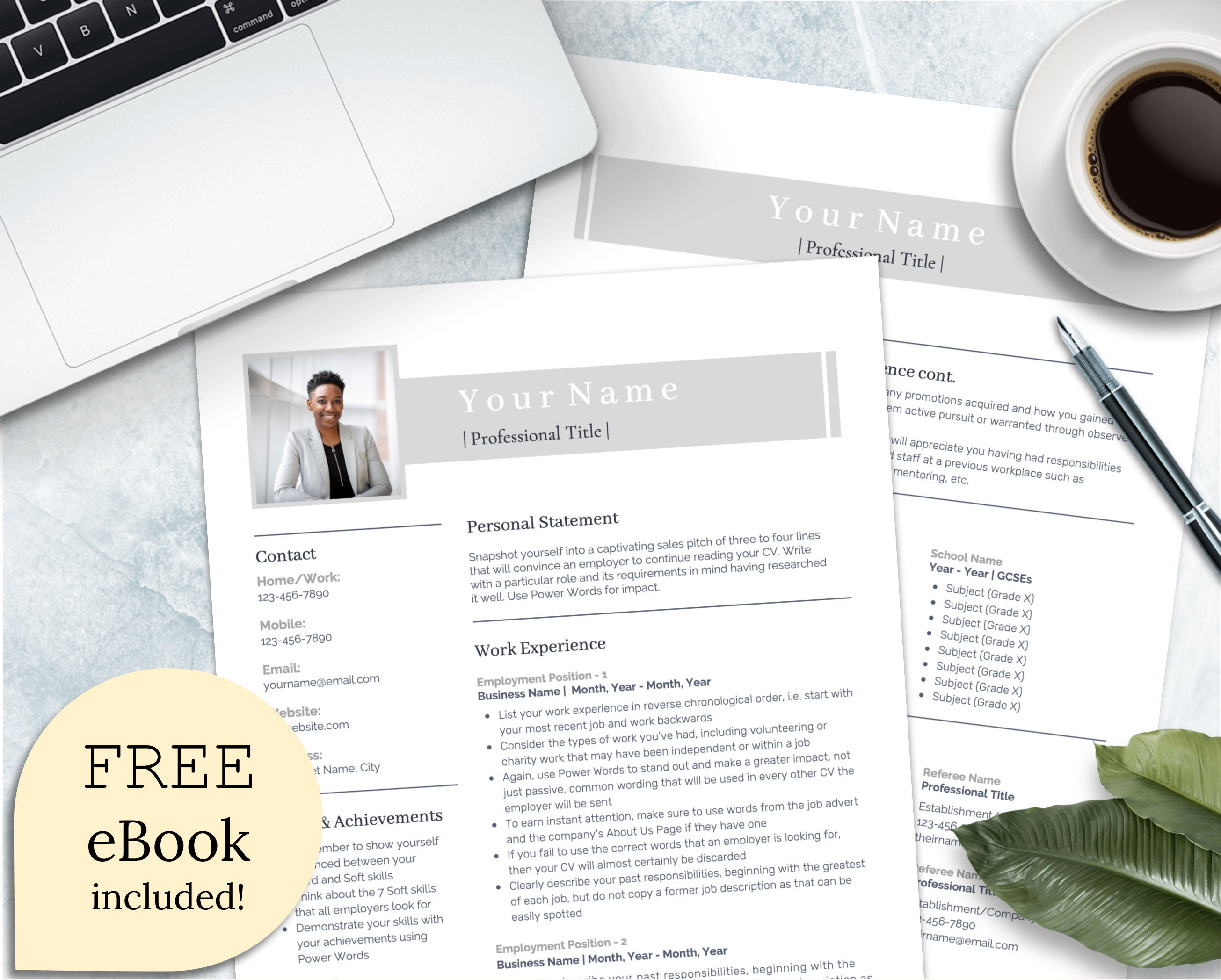 Professional CV Template With Photo, Resume With Photo, Resume CV ...