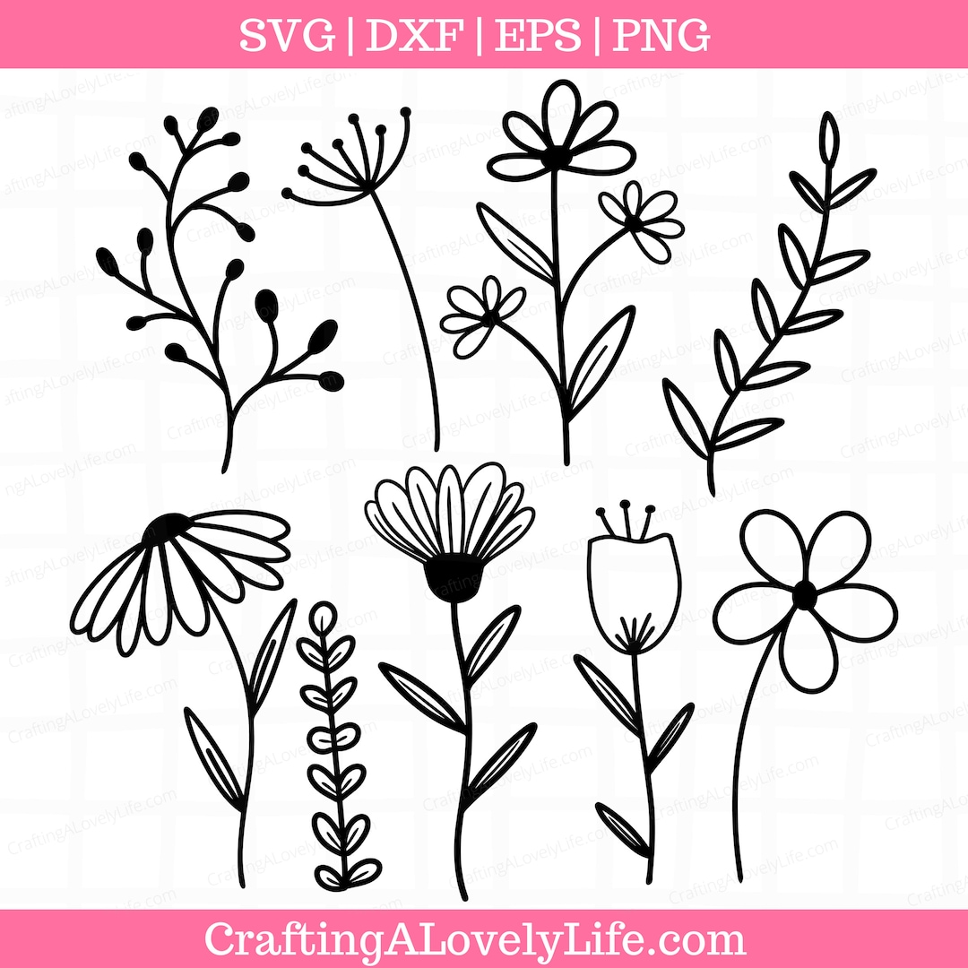 Wildflower SVG Bundle, Flower SVG, Flower Png, Flower Clipart, Flower ...