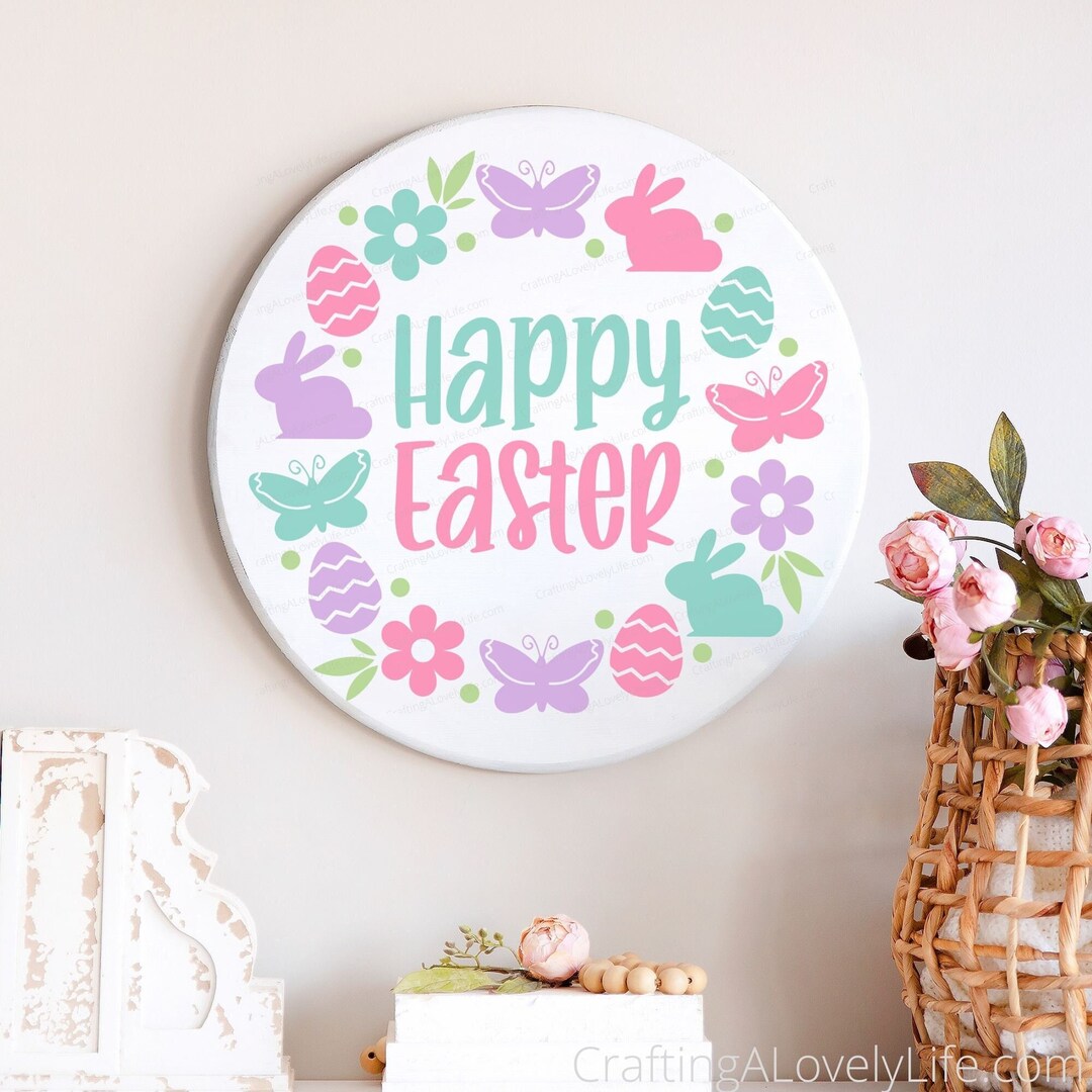 Happy Easter SVG, Easter Wreath Svg, Easter Svg Files, Easter Cricut ...