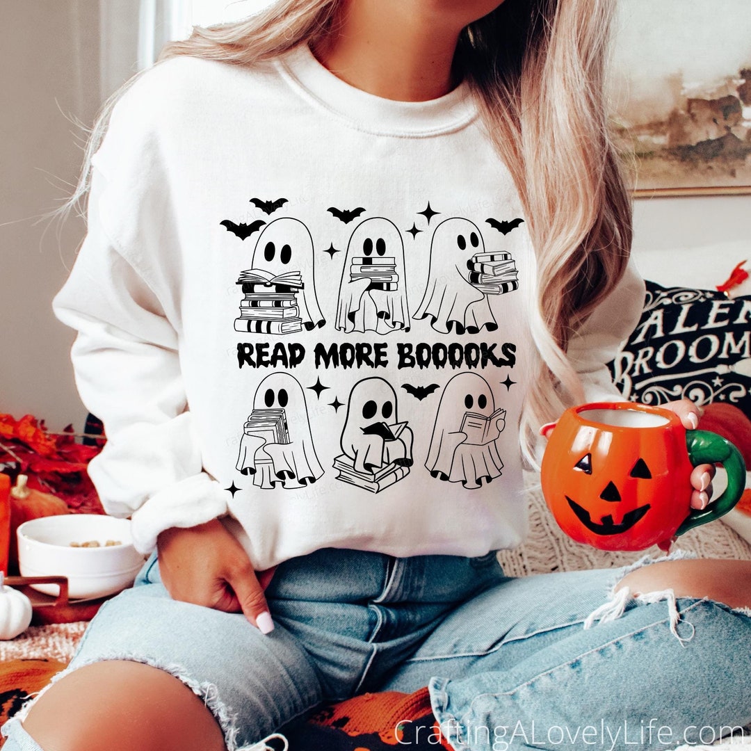 Read More Books SVG PNG, Booktok Svg, Book Lovers, Ghost Reading ...