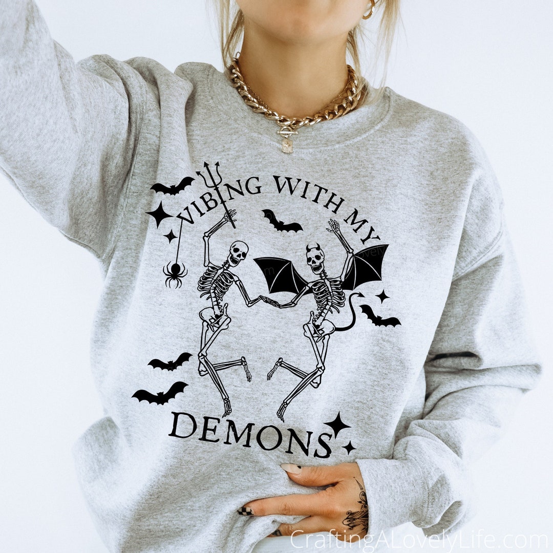 Vibing With My Demons Svg Png, Dancing Skeleton Svg, Skeleton Svg, Dark ...