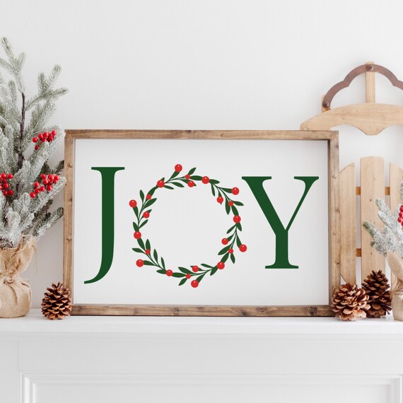 Joy Wreath SVG Cricut Sign Svg Christmas Svg Winter Svg | Etsy