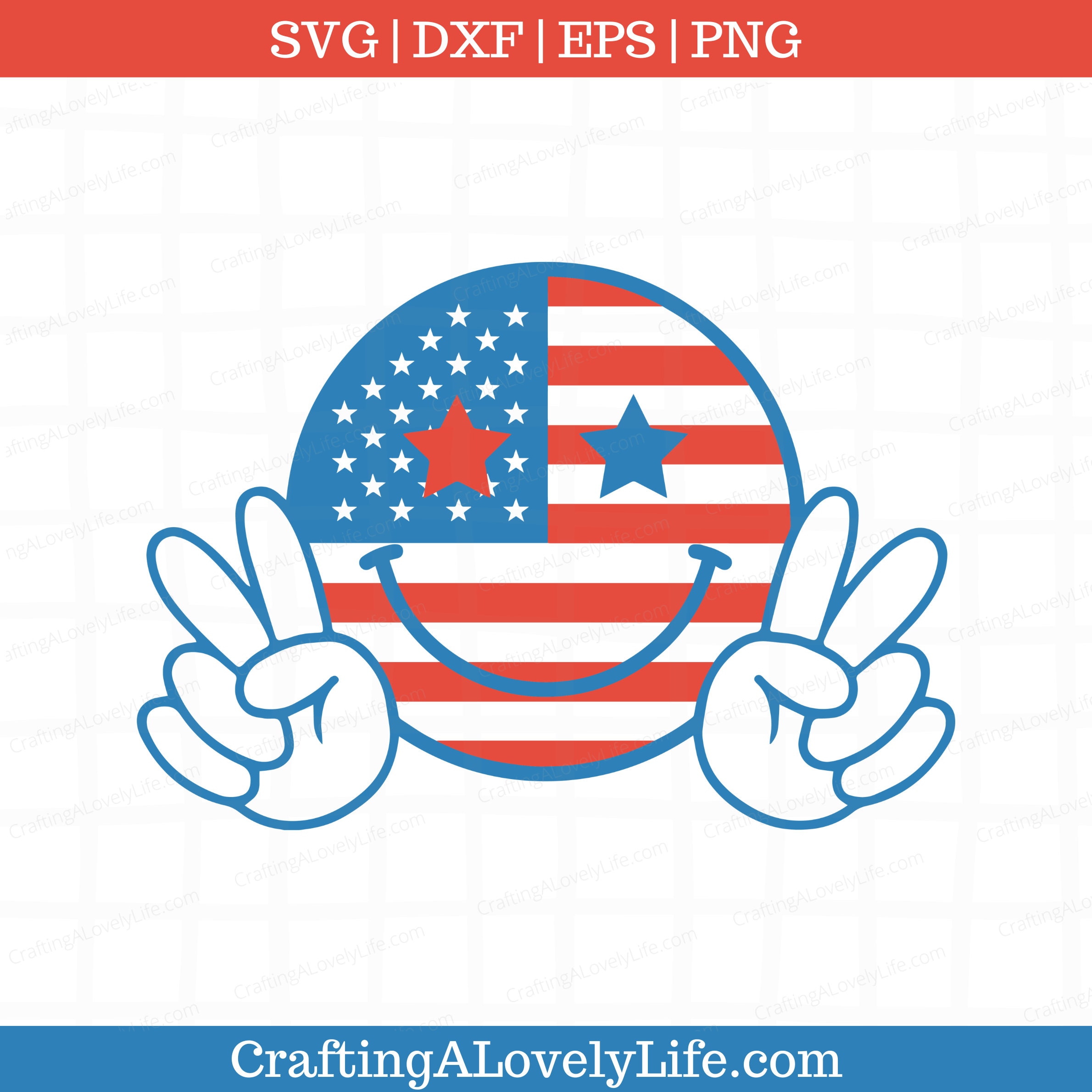 American Flag Smiley Face SVG PNG, Smiley Face Svg, 4th of July Svg ...