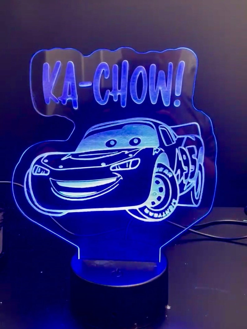 Lightening Mcqueen Laser Engraved Desktop Edge Lit Acrylic Light/sign ...