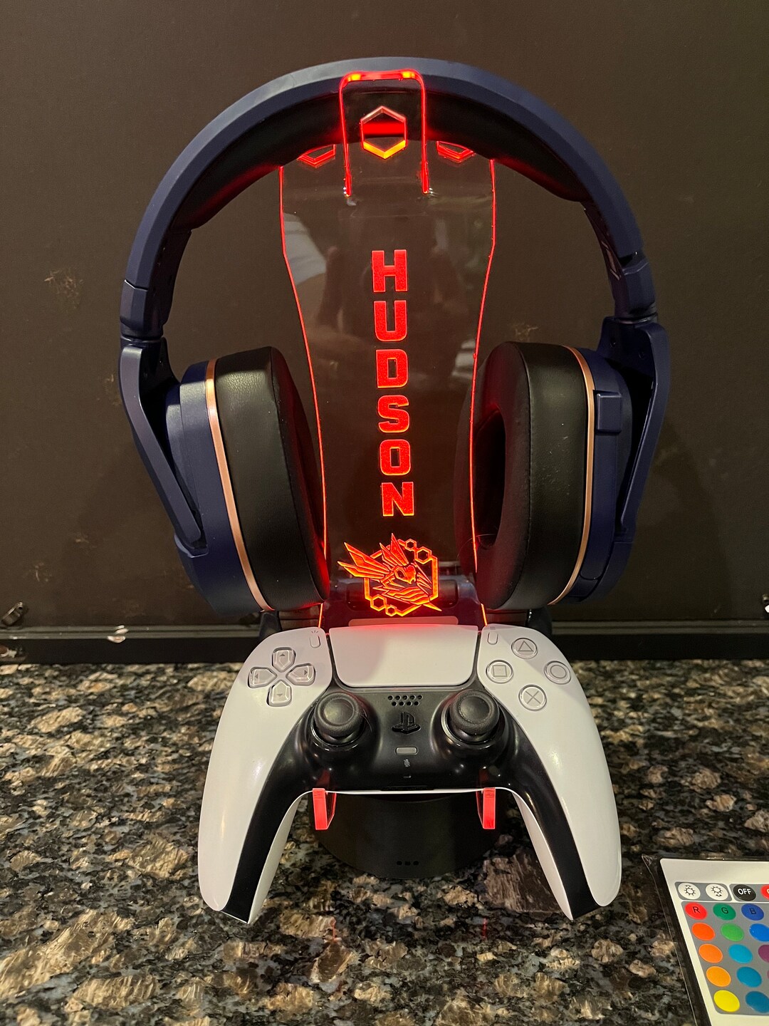 Personalized Gaming Controller/headset Lighted LED Laser Etched Stand ...