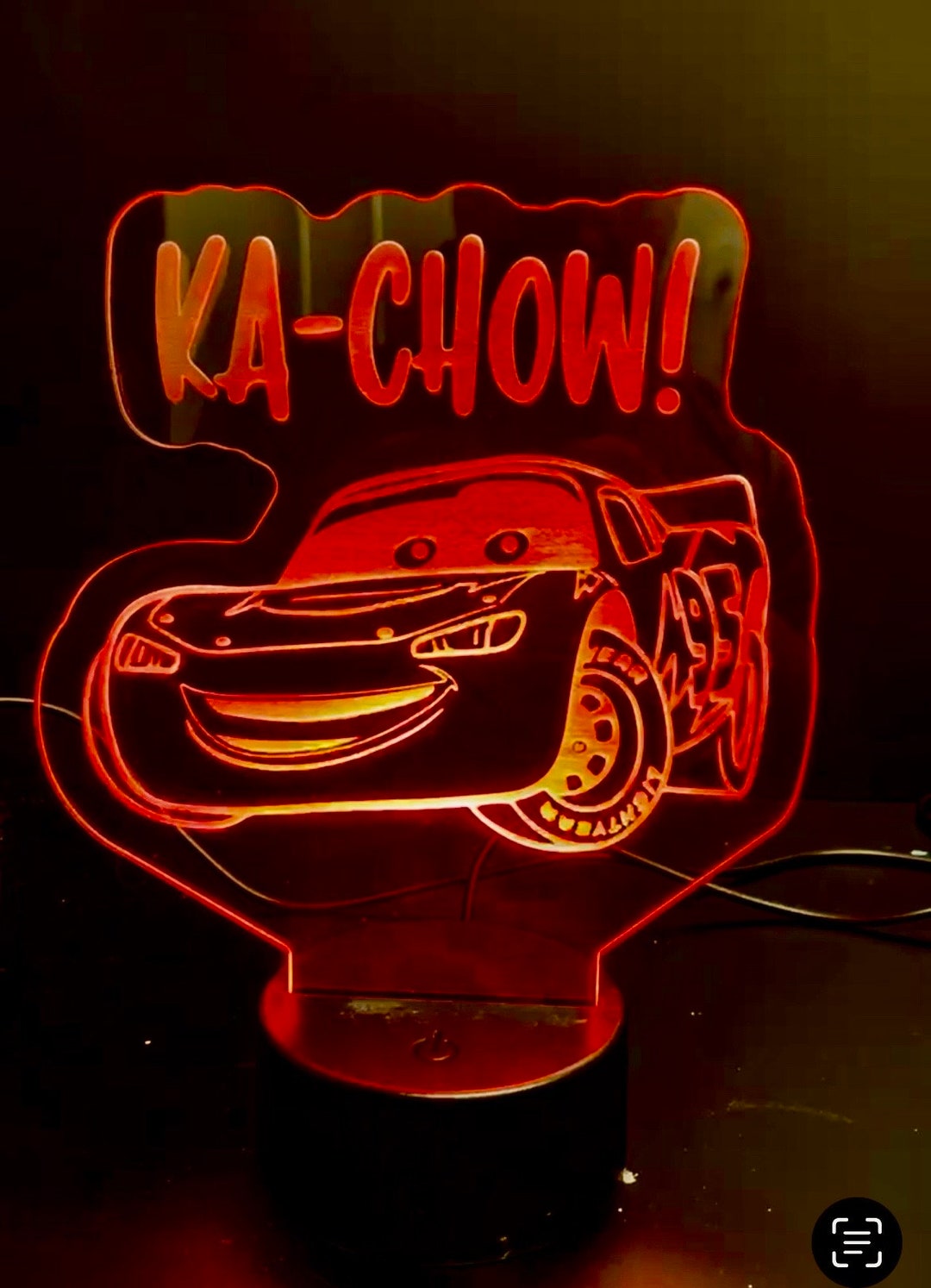 Lightening Mcqueen Laser Engraved Desktop Edge Lit Acrylic Light/sign ...